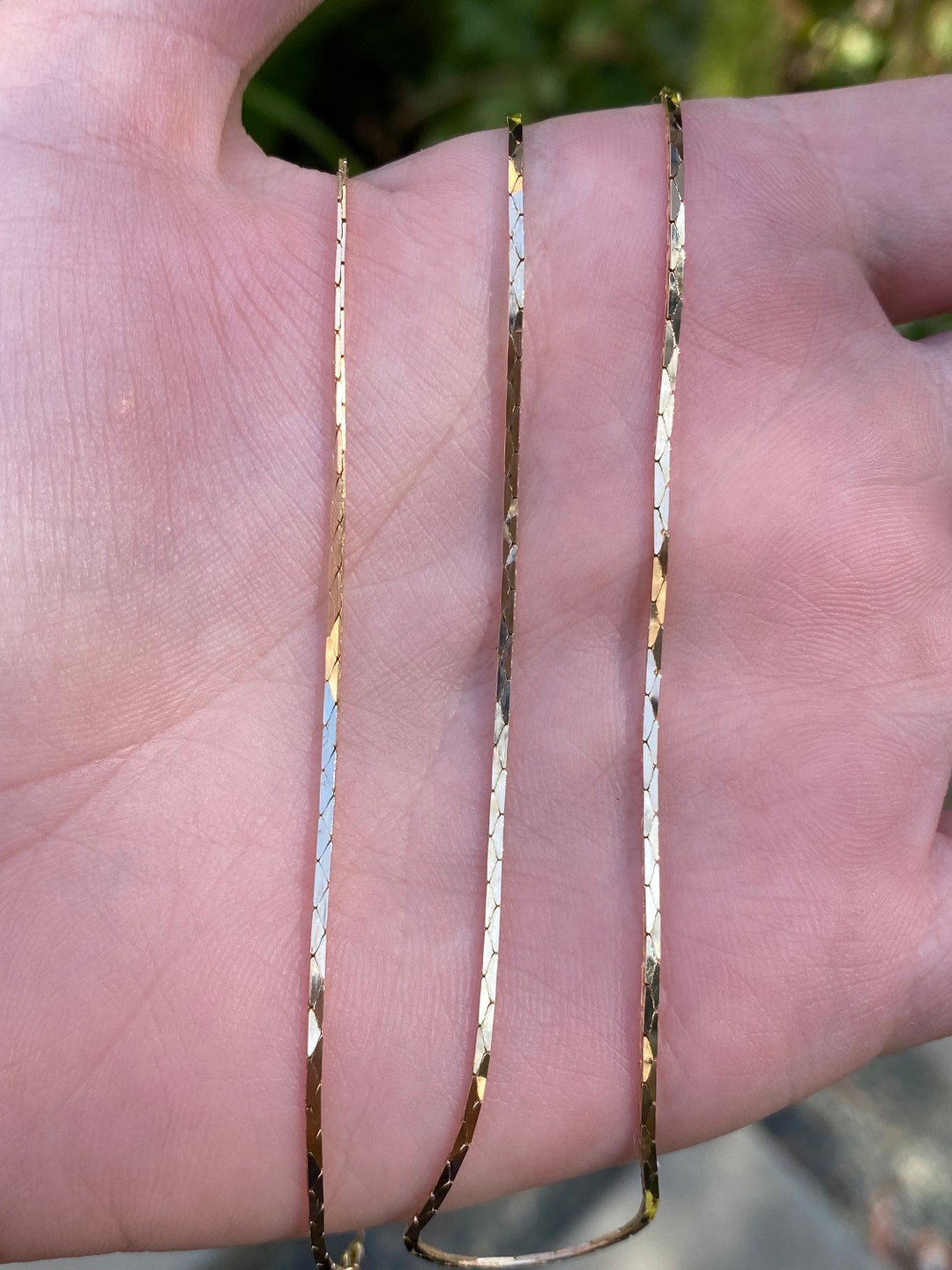 Vintage Solid 14k Yellow Gold Triangle Link Chain Necklace - 20.25 ...