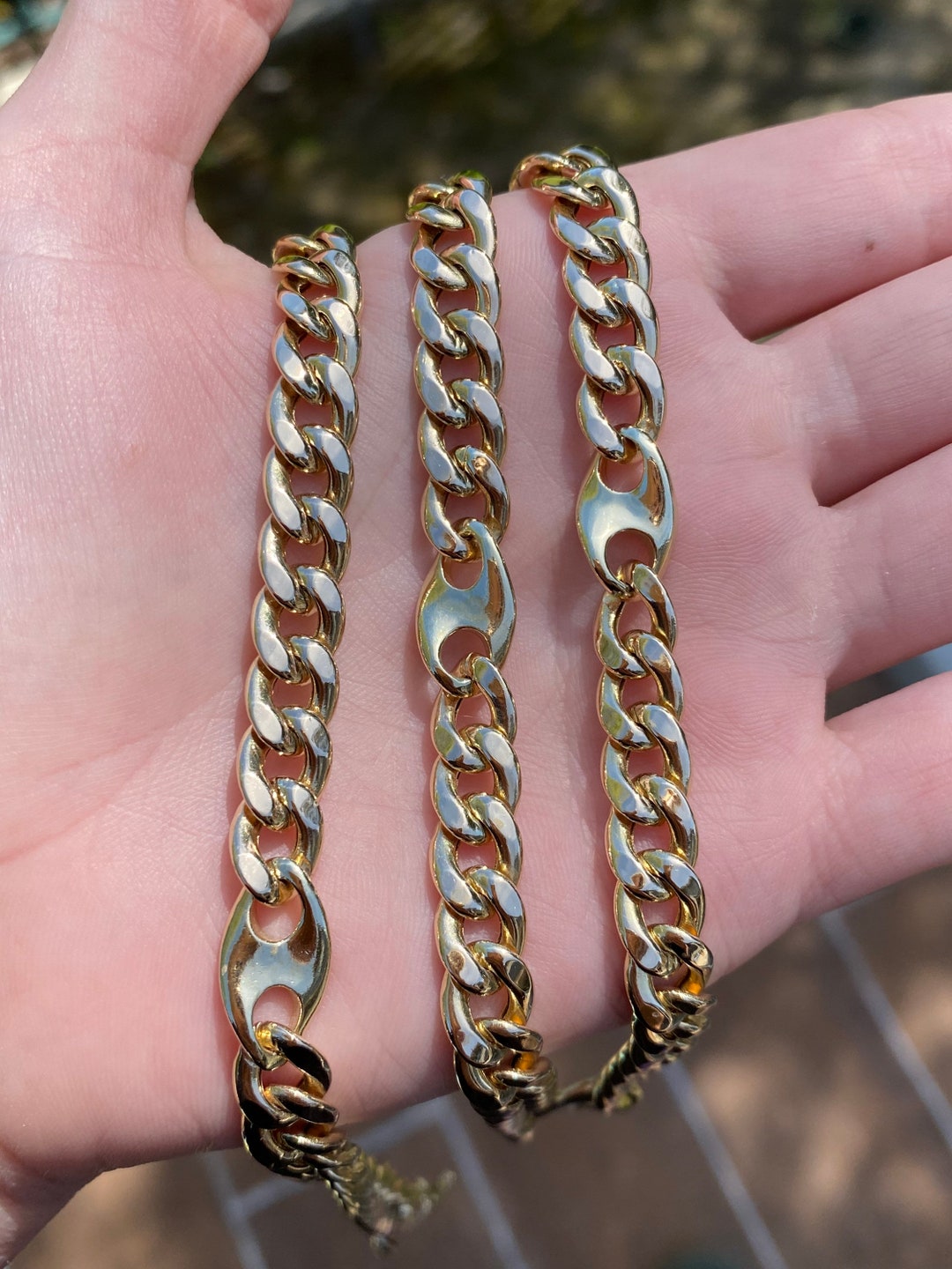 49 Gram Vintage 10k Yellow Gold Curb Mariner Chain Necklace 28.25 ...