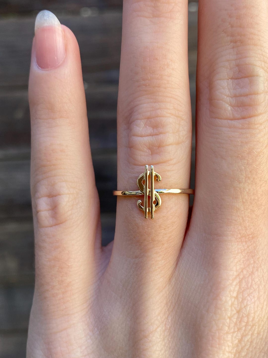 Vintage Solid 10k Yellow Gold Money Sign Ring Size 5.75 Quality Fine ...