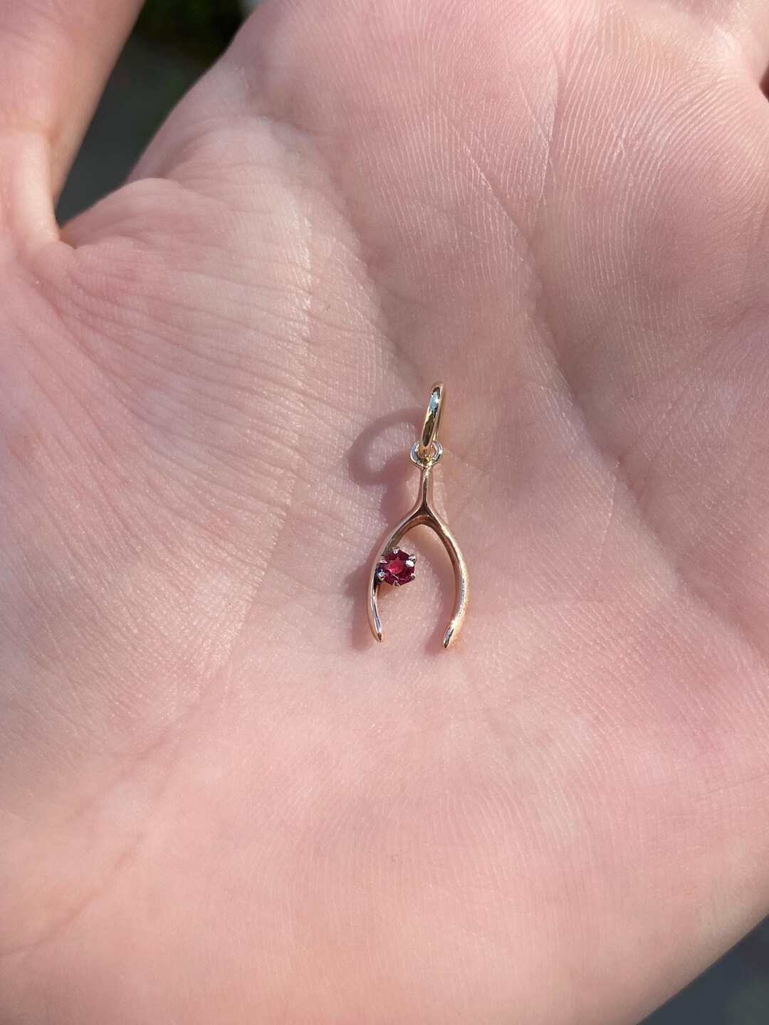 Vintage Solid 10k Yellow Gold Red Cubic Zirconia Wishbone Stick Pin ...