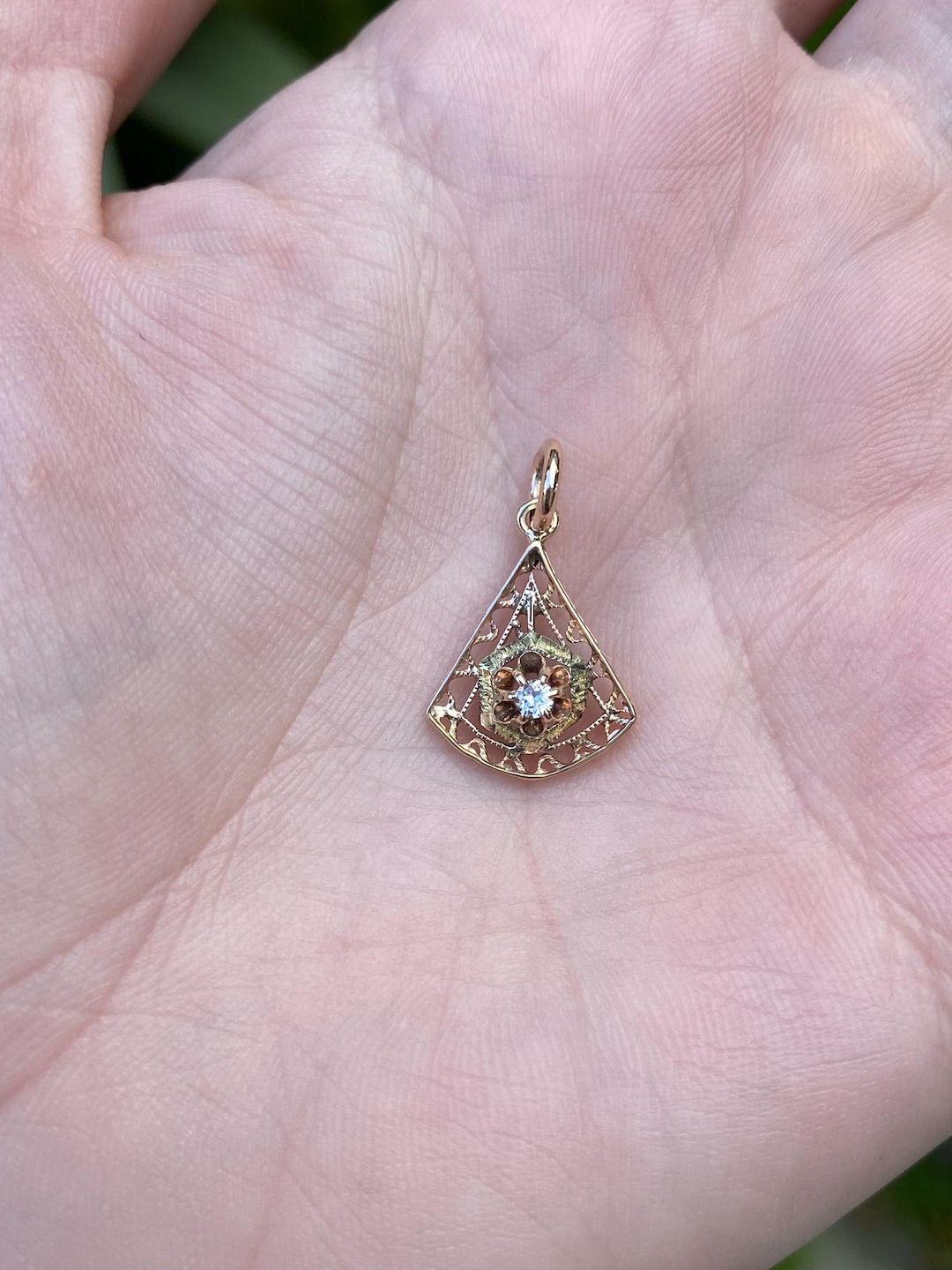 Vintage Solid 14k Rosey Gold Diamond Stick Pin Conversion Charm - Etsy