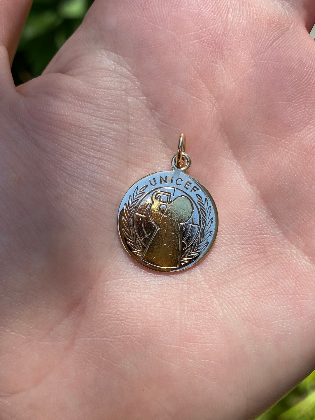 Vintage Solid 14k Yellow Gold UNICEF Charm Quality Fine Estate Jewelry ...