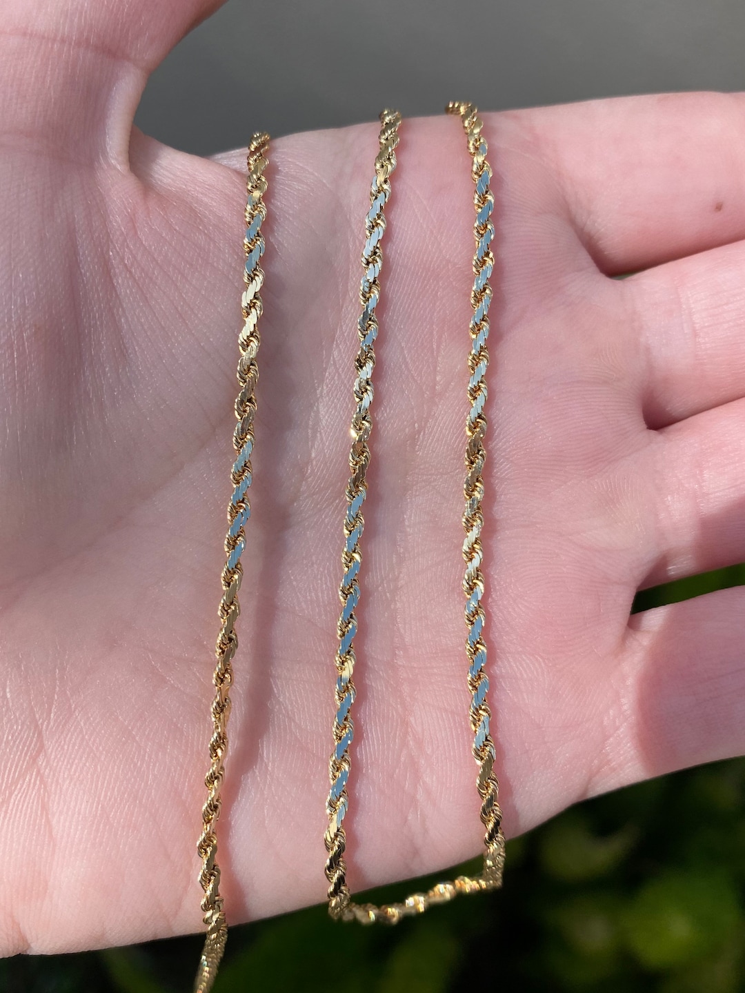 Vintage 14k Yellow Gold Flat Rope Chain Necklace 20.5 Inches Quality ...