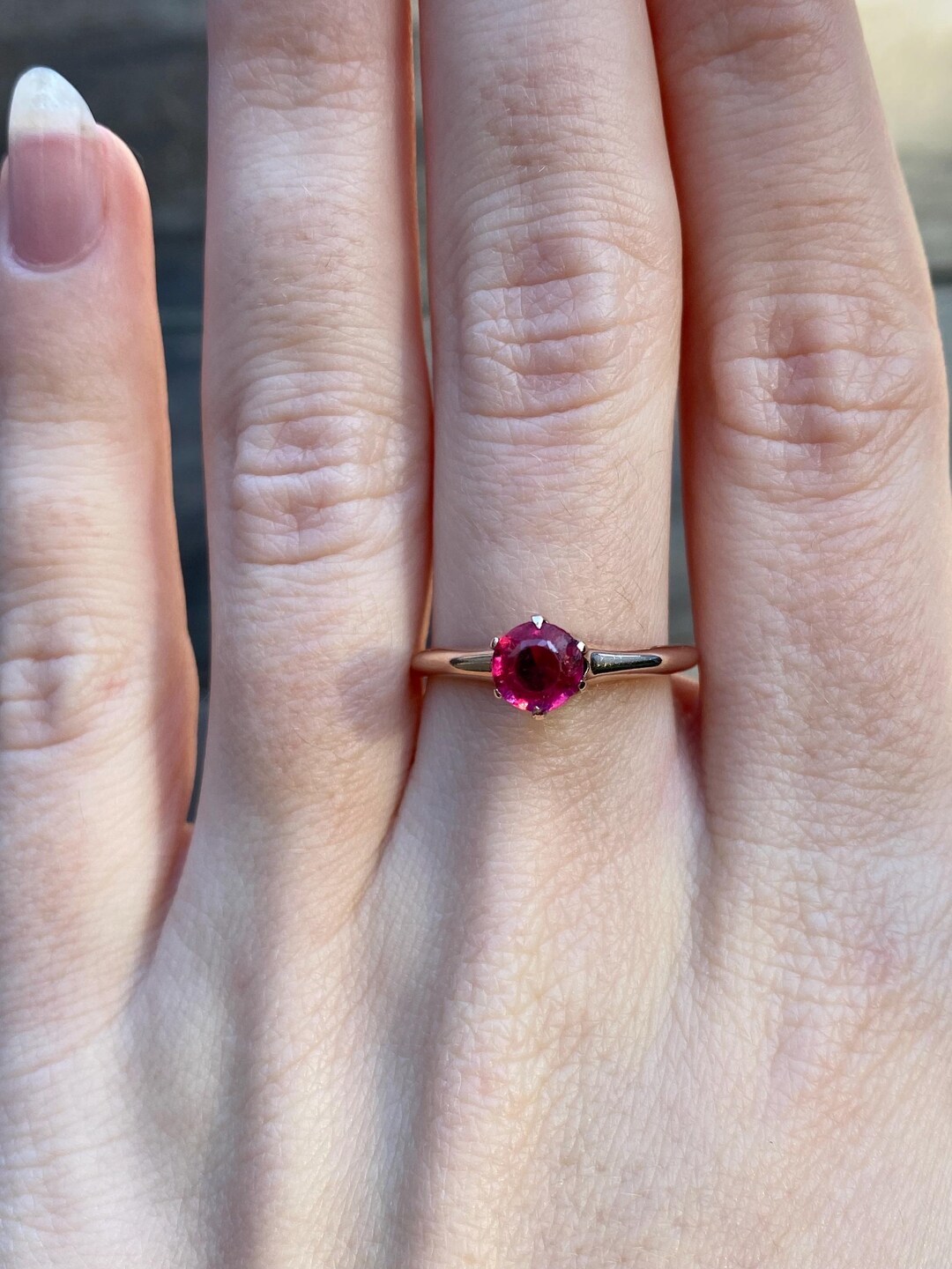Vintage Solid 10k Rosey Gold Pink Cubic Zirconia Ring - Size 7.75 ...