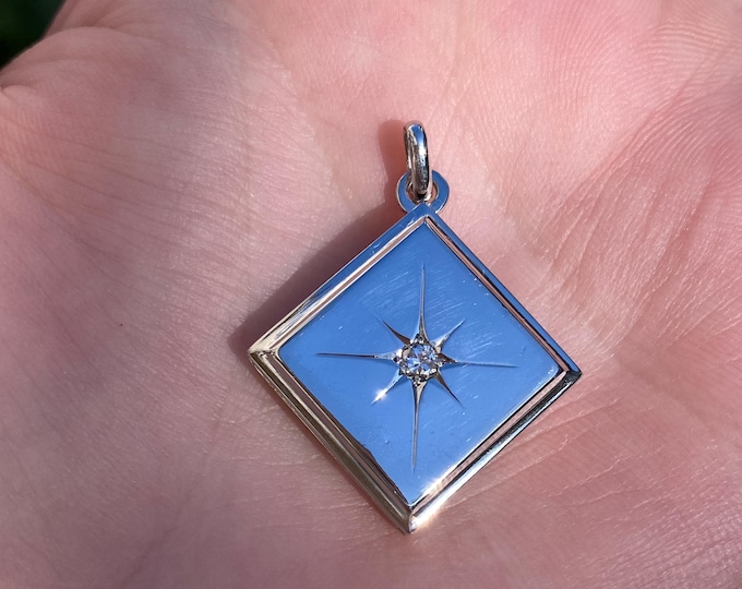 Vintage MCM Midcentury Modetn Diamond Pendant Starburst Necklace, 18 ...