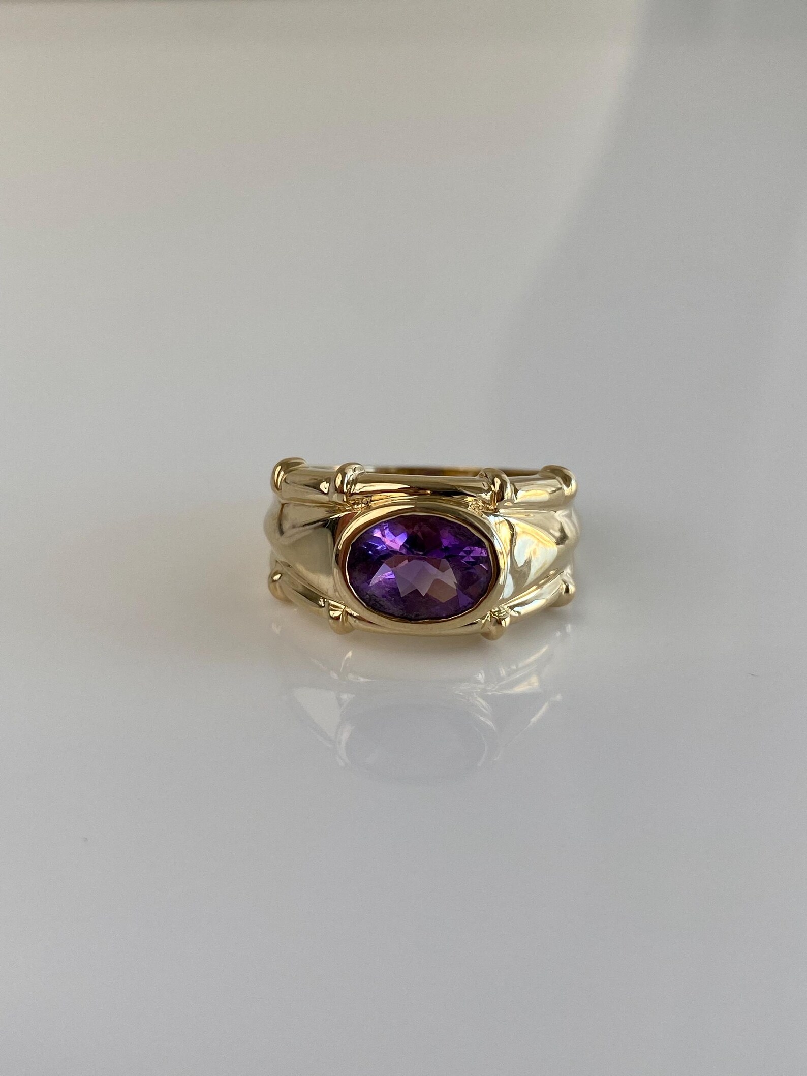 Vintage Solid 14k Yellow Gold Amethyst Ring - Size 8 - Etsy