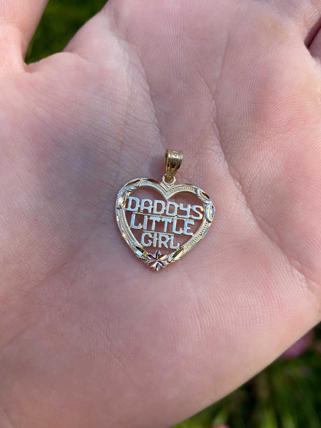 Vintage Solid 14k Yellow Gold Daddys Little Girl Heart Charm Quality ...