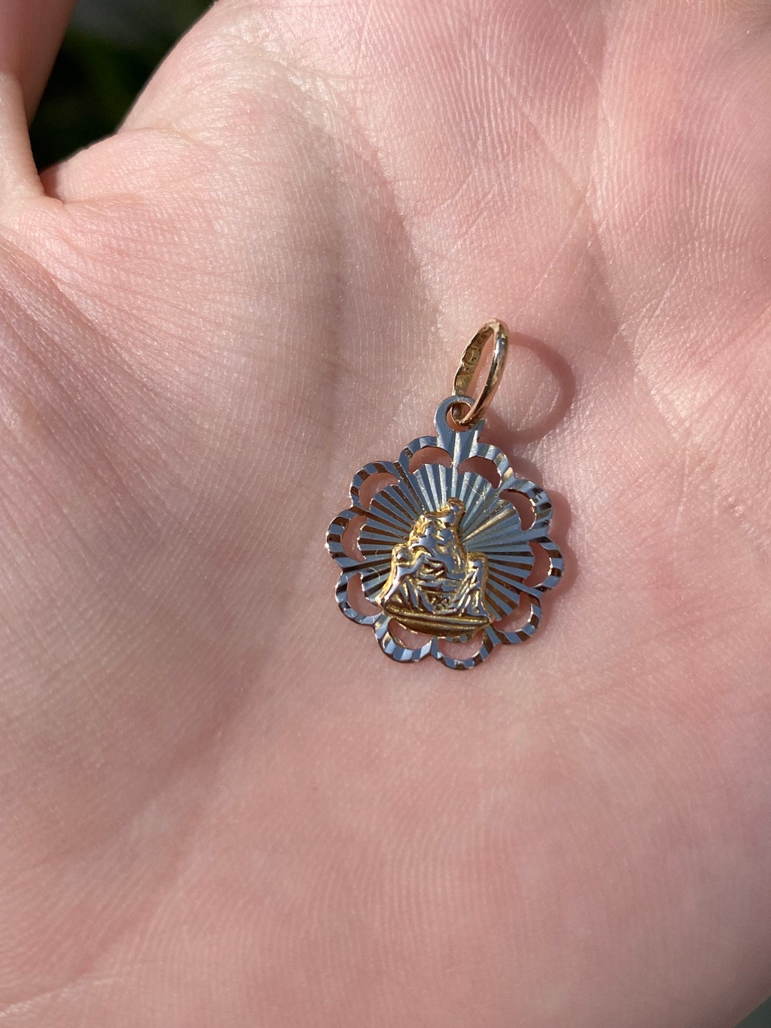 Solid 18k Rosey Gold Engine Turned Messiah Religious Charm - Quality ...