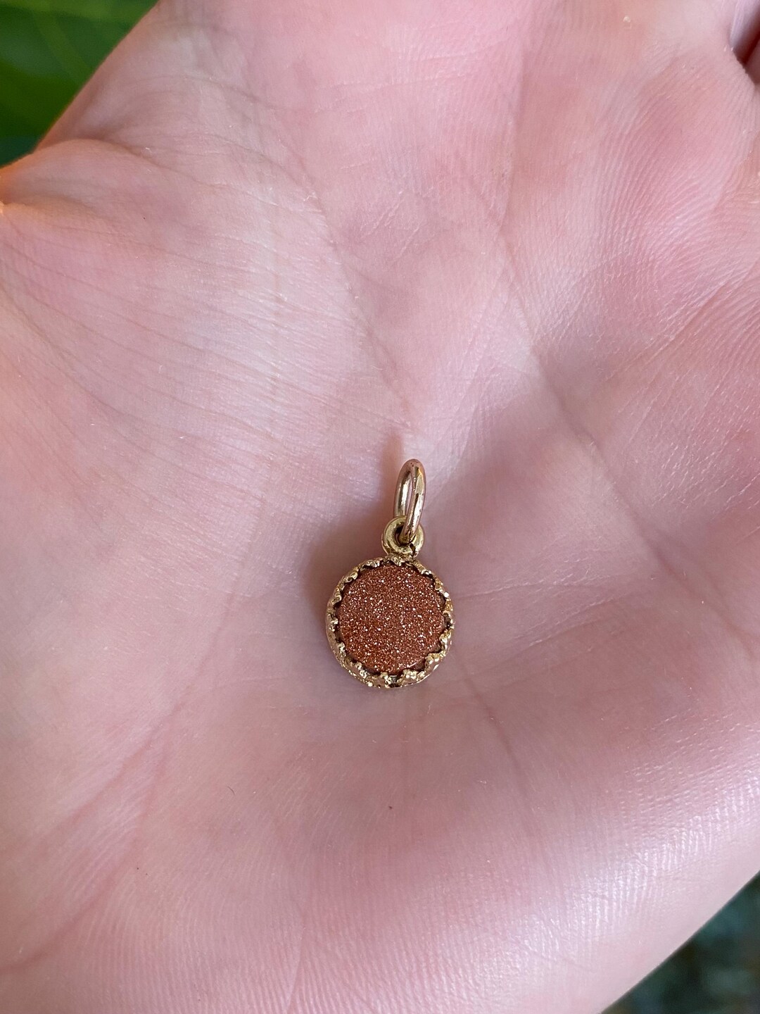 Vintage Solid 14k Yellow Gold Sunstone Charm - Etsy