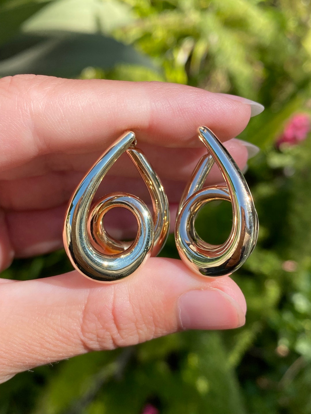 Vintage 14k Yellow Gold Double Loop Hoop Earrings Fine Estate Jewelry Real Genuine Gold - Etsy