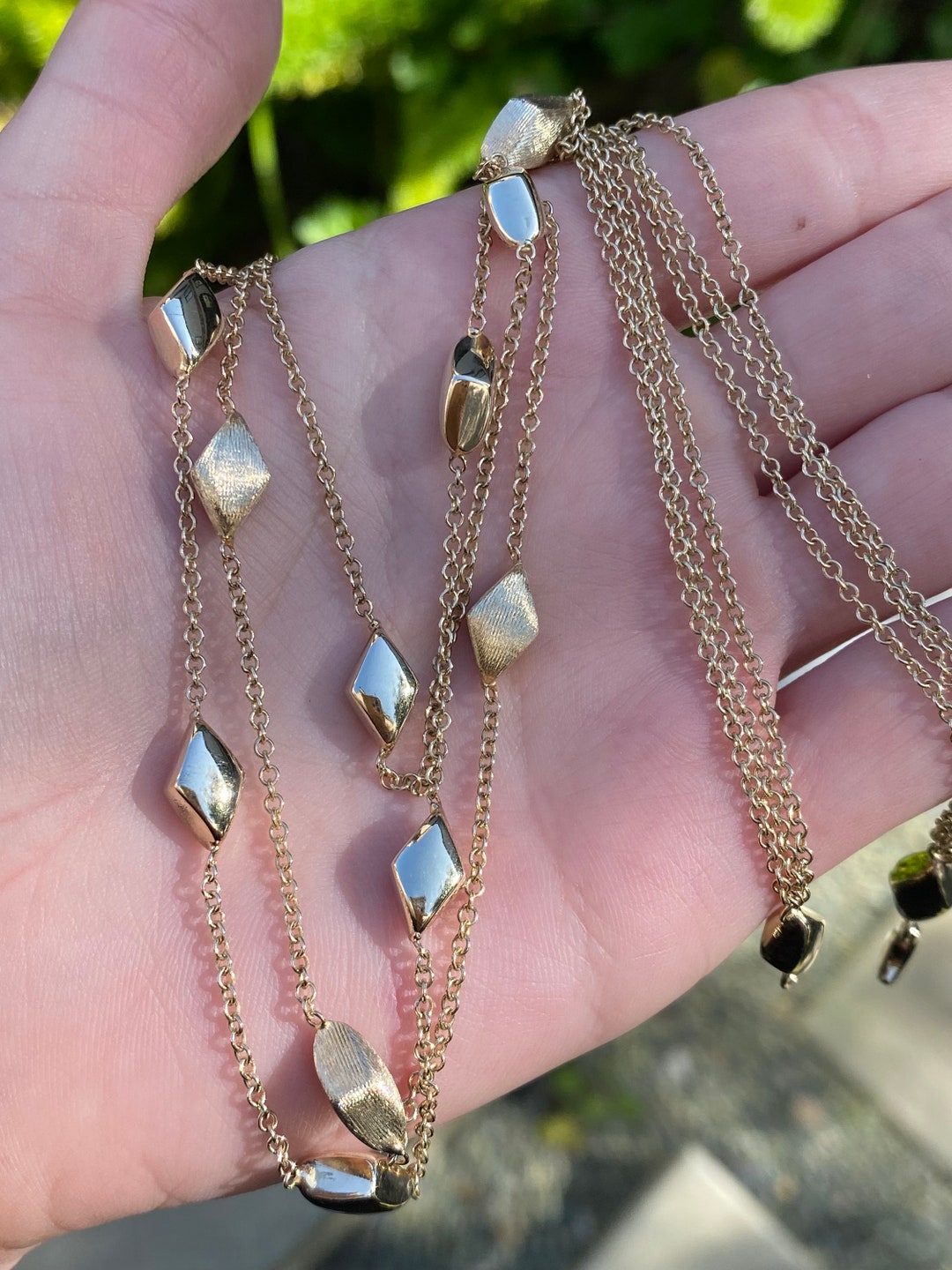 Vintage Solid 14k Yellow Gold Layered Chain Necklace - 17 Inches - Fine ...