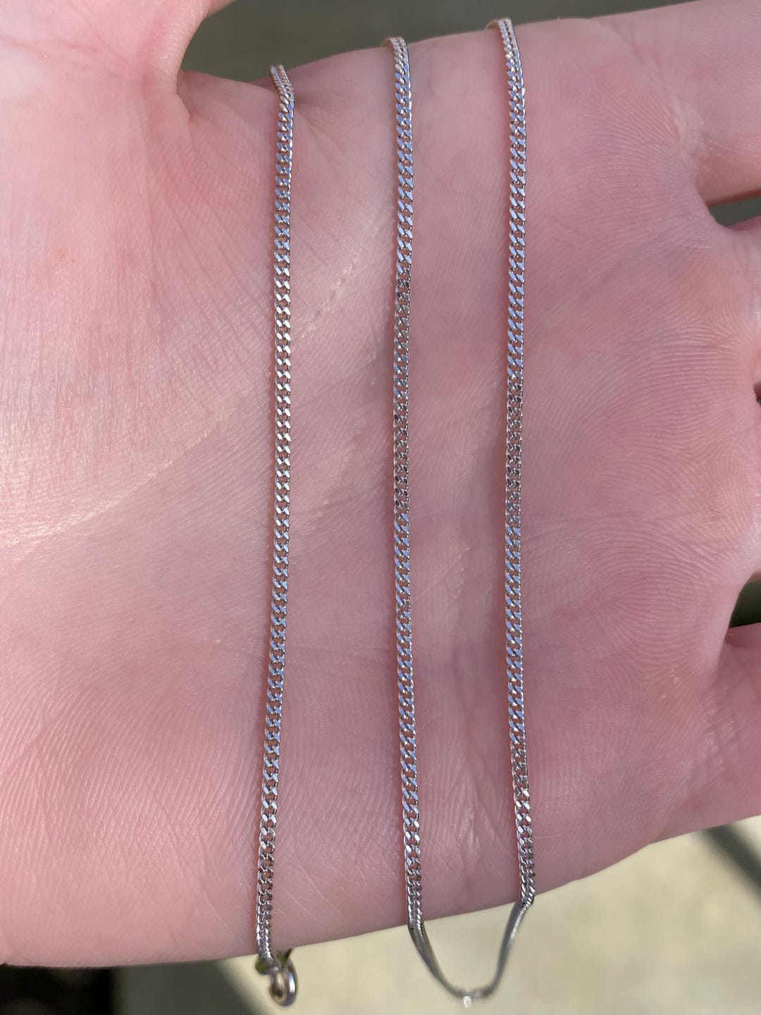 Solid 18k White Gold Tight Curb Chain Necklace 19.75 Inches Quality ...