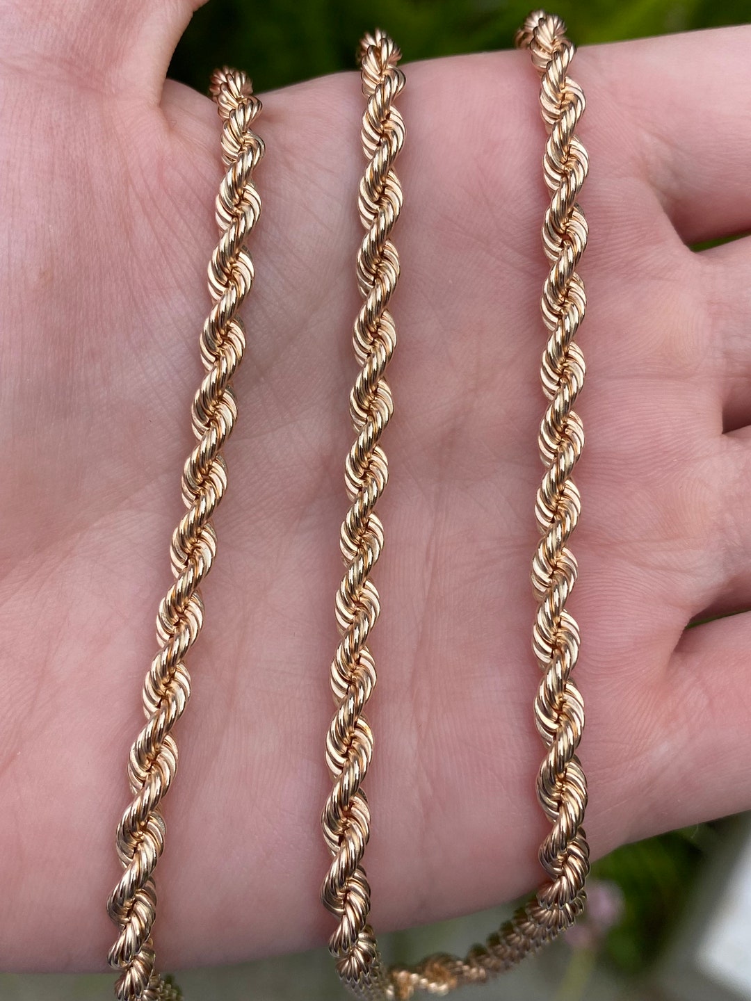 Solid 14k Yellow Gold Chunky Rope Chain Necklace 24 Inches Quality Fine ...