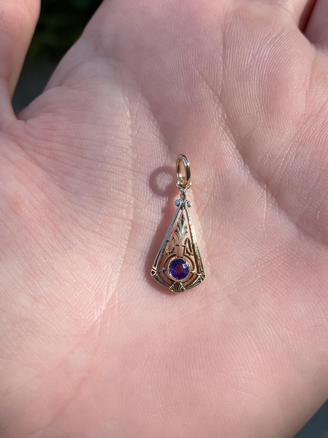 Vintage Solid 14k Yellow Gold Amethyst Stick Pin Conversion Charm - Etsy