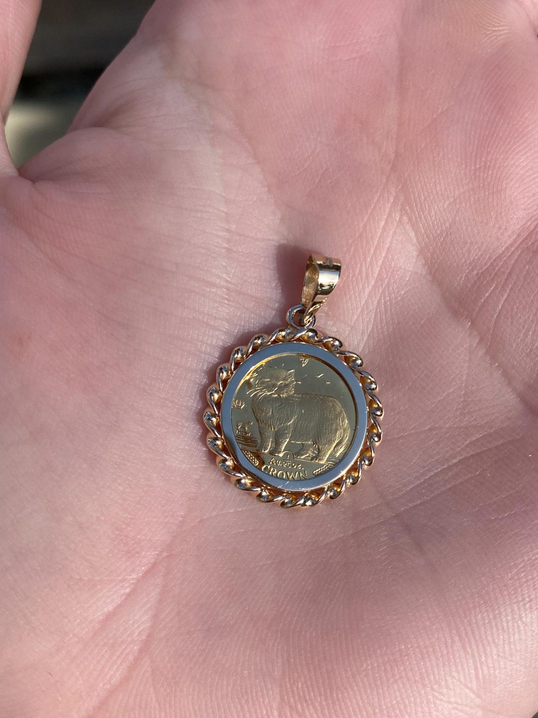 Vintage Solid 24k & 14k Yellow Gold Queen Elizabeth Cat Coin Charm ...