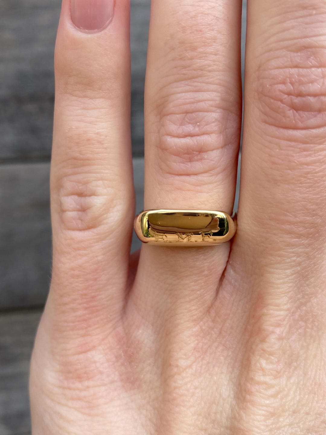 Vintage Solid 18k Yellow Gold Monogram 'EMF' Signet Ring Band - Size 5. ...