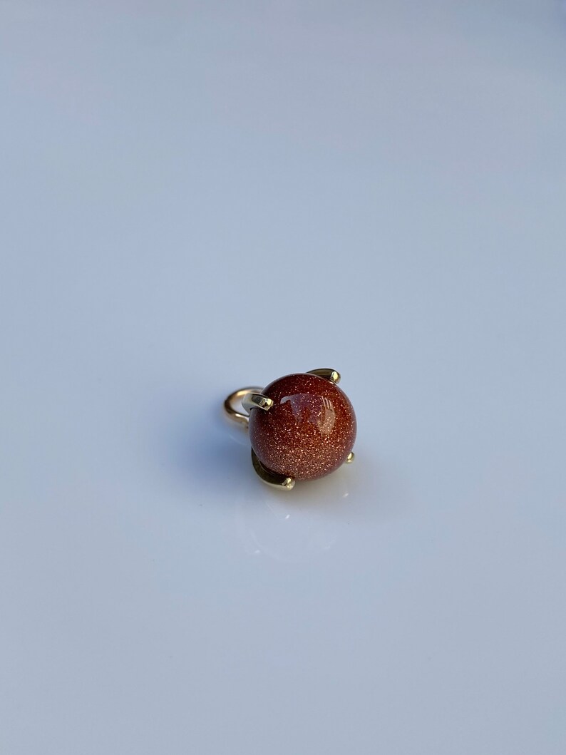 Vintage 8k Yellow Gold Sphere Goldstone Charm Sparkly - Etsy