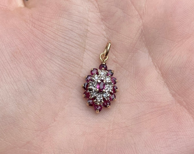 Vintage Solid 14k Gold Ruby & Diamond Stick Pin Conversion Charm ...