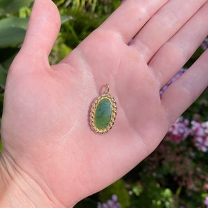 Vintage Solid 14k Yellow Gold Jade Cufflink Conversion Charm - Green ...