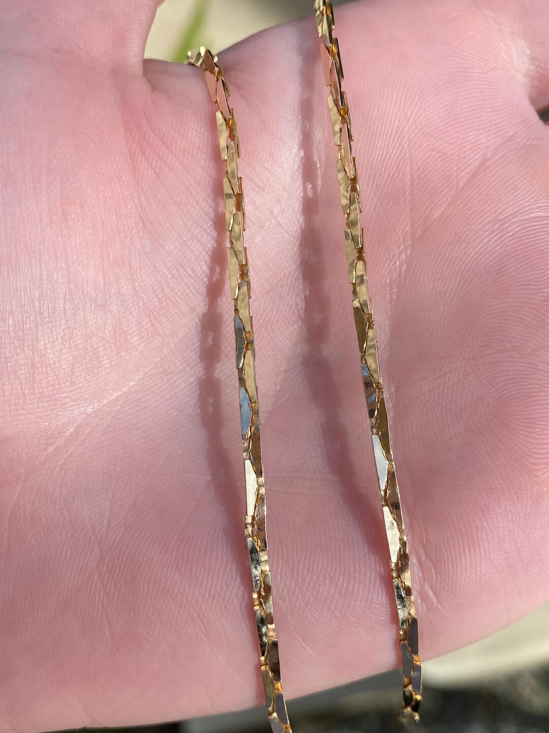 Vintage Solid 14k Yellow Gold Chunky Triangle Link Chain Necklace - 22. ...