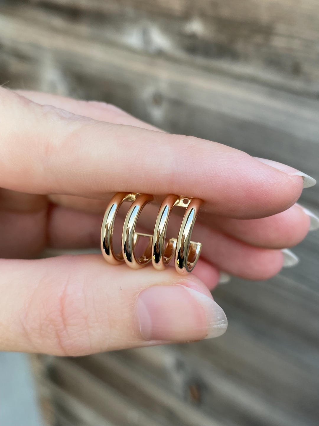 Vintage 14k Yellow Gold Layered Hoop Earring Jackets - Quality Fine ...