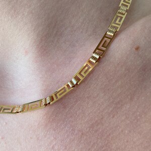 Vintage Solid 14k Yellow Gold Greek Key Link Necklace - 17 Inches ...