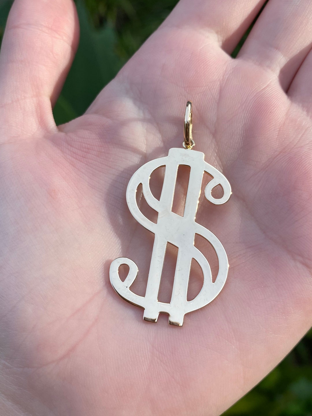 Vintage Solid 14k Yellow Gold Money Dollar Sign Charm Pendant for ...