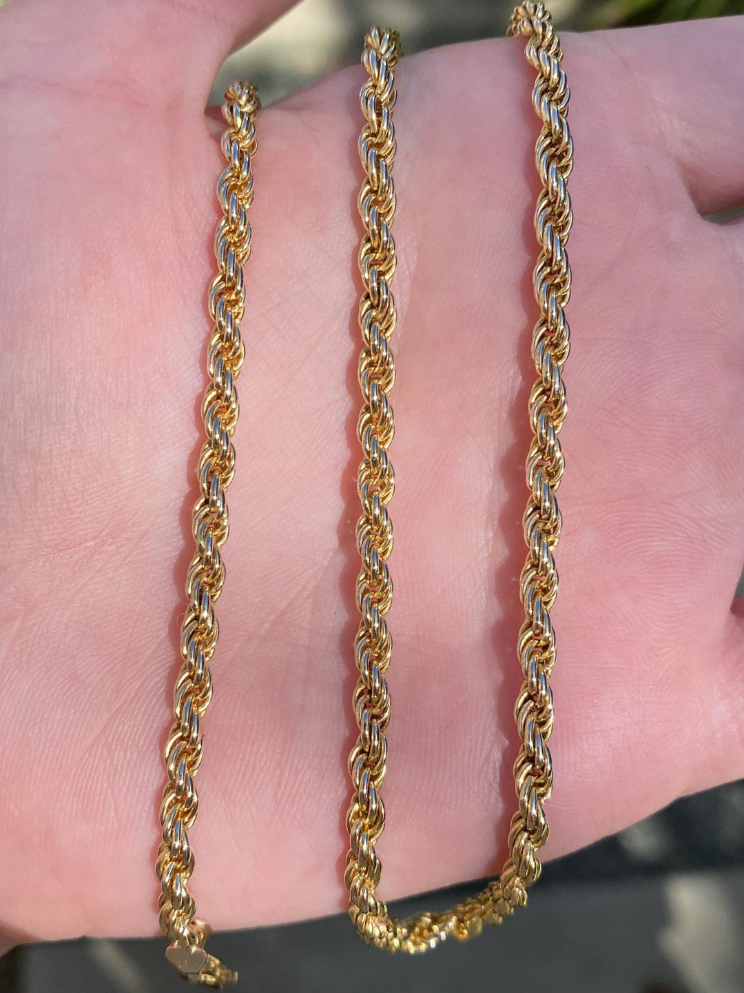 Vintage Solid 14k Yellow Gold Chunky Rope Chain Necklace - 20.75 Inches ...