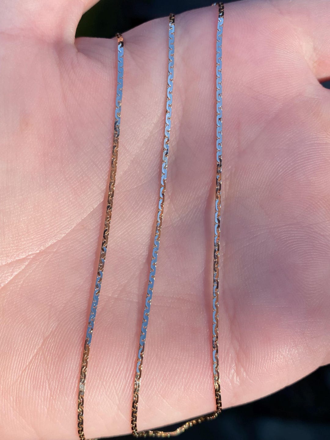 Vintage Solid 14k Yellow Gold Dainty C Link Chain Necklace - 16.25 ...