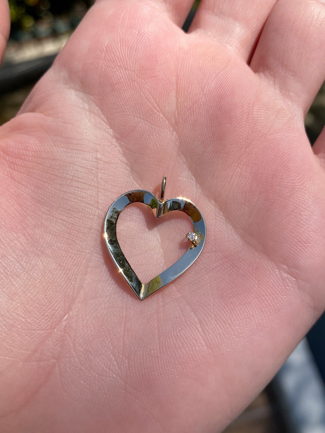 Vintage Solid 14k Yellow Gold Diamond Heart Charm Fine Estate Jewelry ...