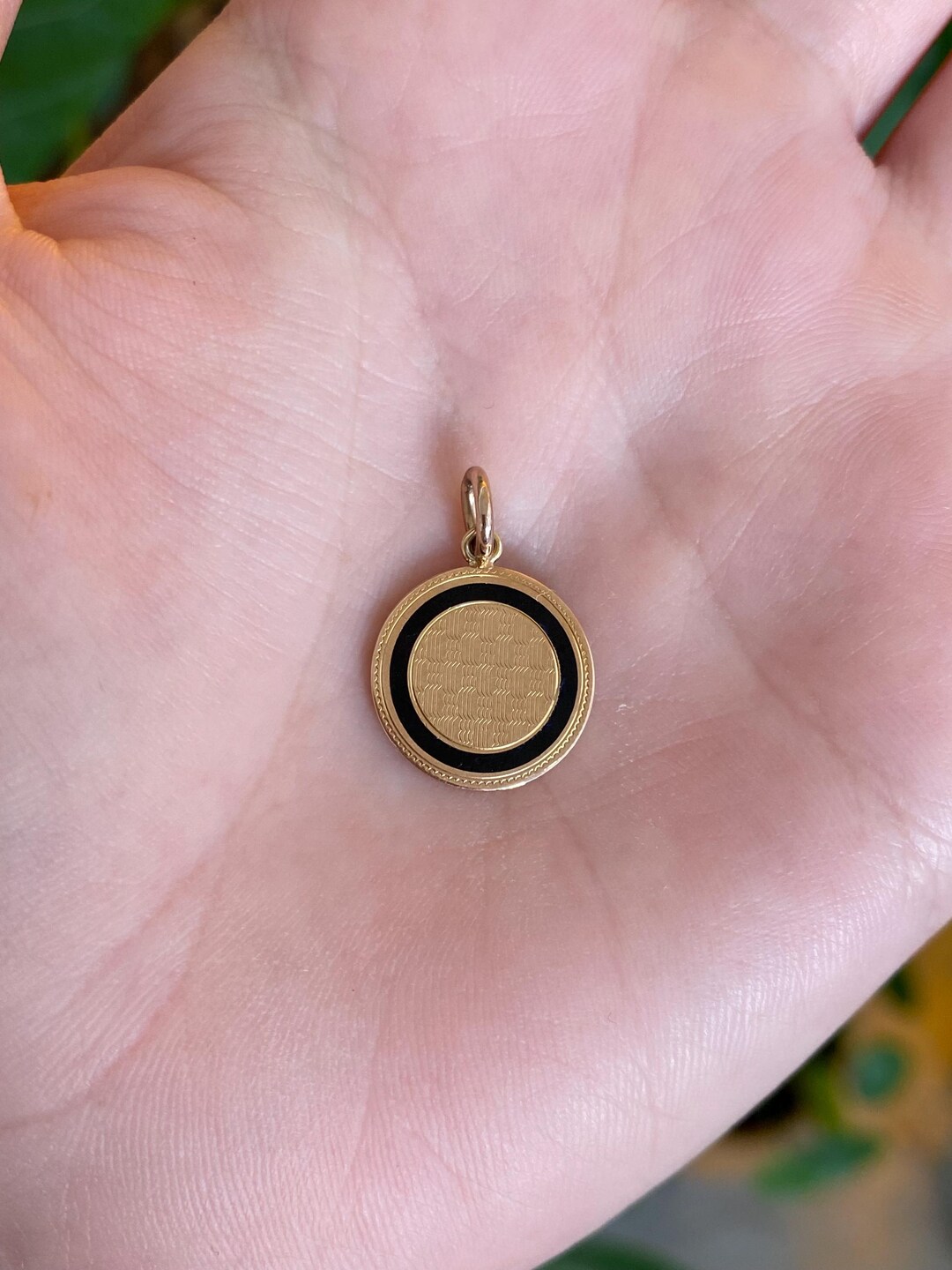 Vintage Solid 10k Rosey Gold Black Enamel Cufflink Conversion Charm - Etsy