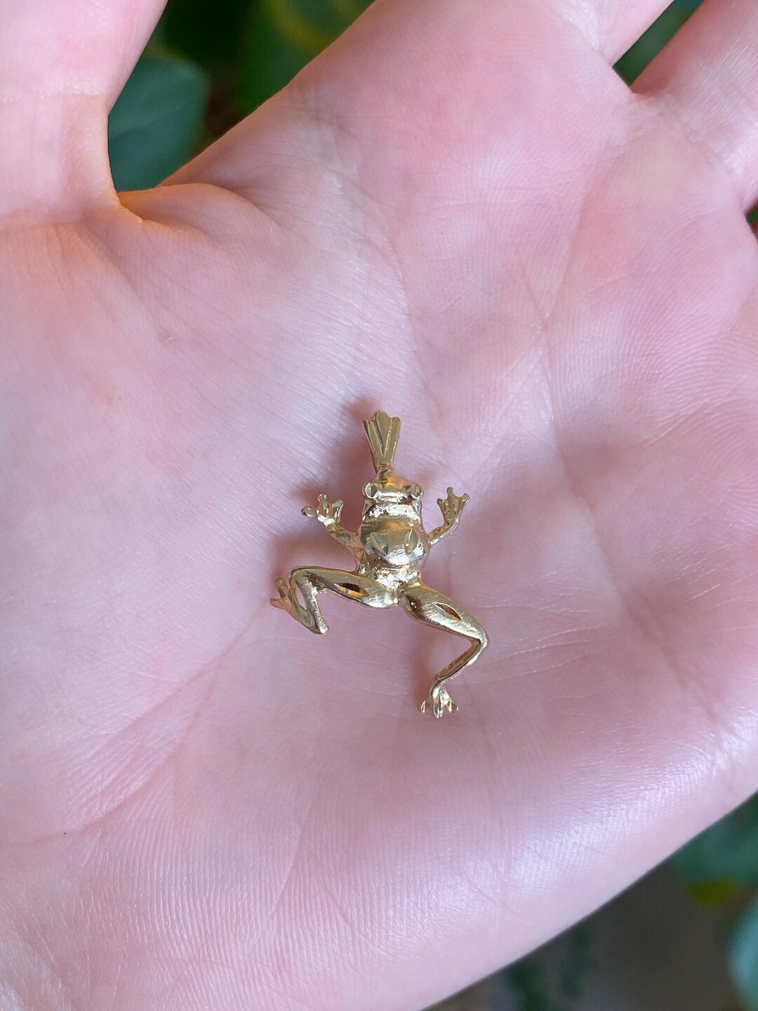Vintage Solid 14k Yellow Gold Diamond Cut Frog Charm - Real Genuine ...