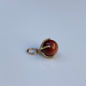 Vintage 8k Yellow Gold Sphere Goldstone Charm Sparkly Crystal Quality ...