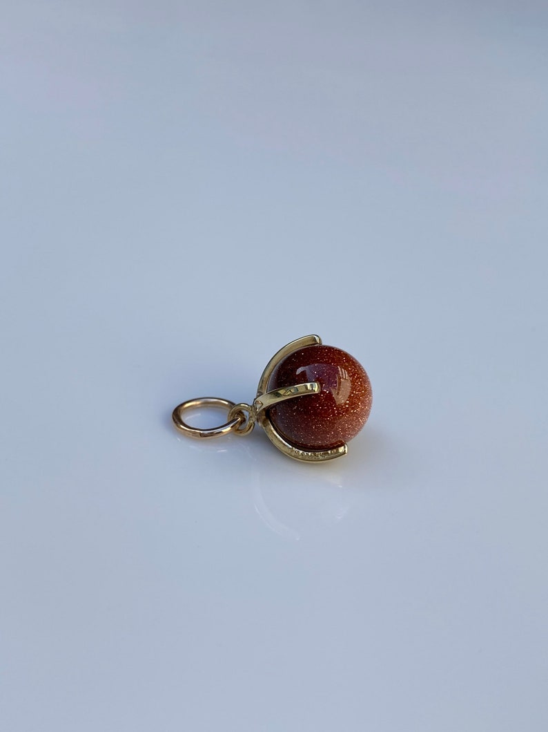 Vintage 8k Yellow Gold Sphere Goldstone Charm Sparkly - Etsy