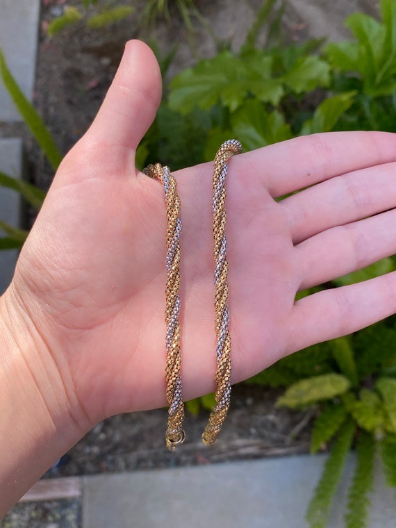 Solid 14K White Yellow Gold Twist Popcorn Chain Necklace 17 Inches Quality Fine Estate Jewelry Real Genuine Gold