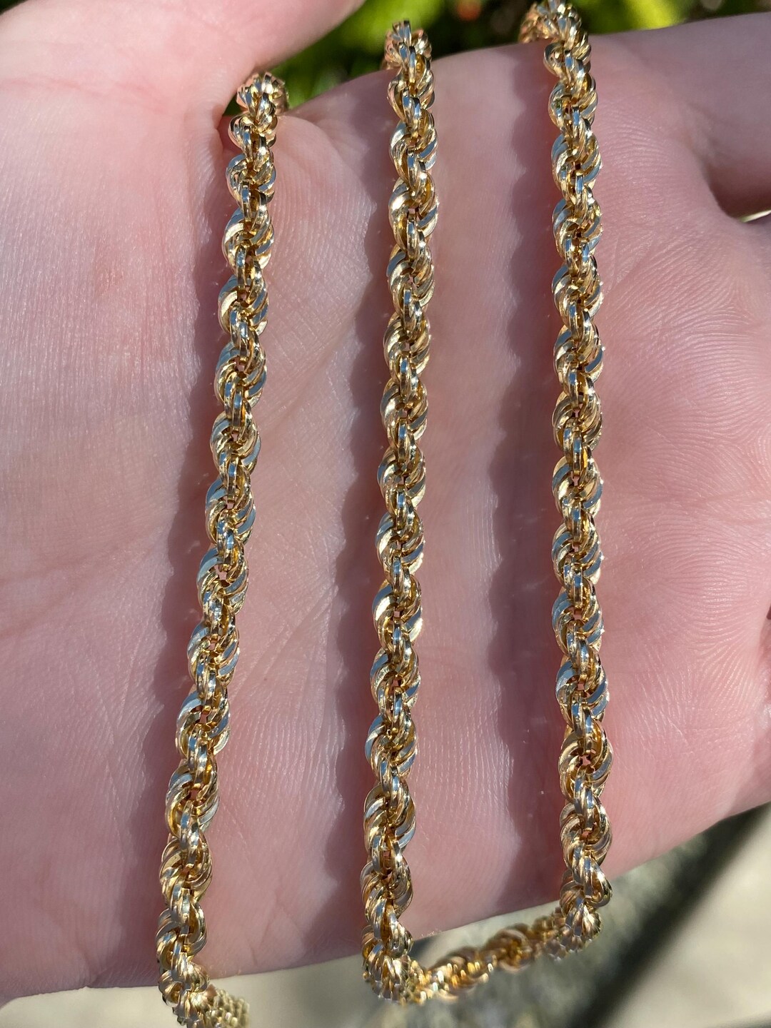 Vintage 14k Yellow Gold Chunky Rope Chain Necklace - 23.75 Inches ...