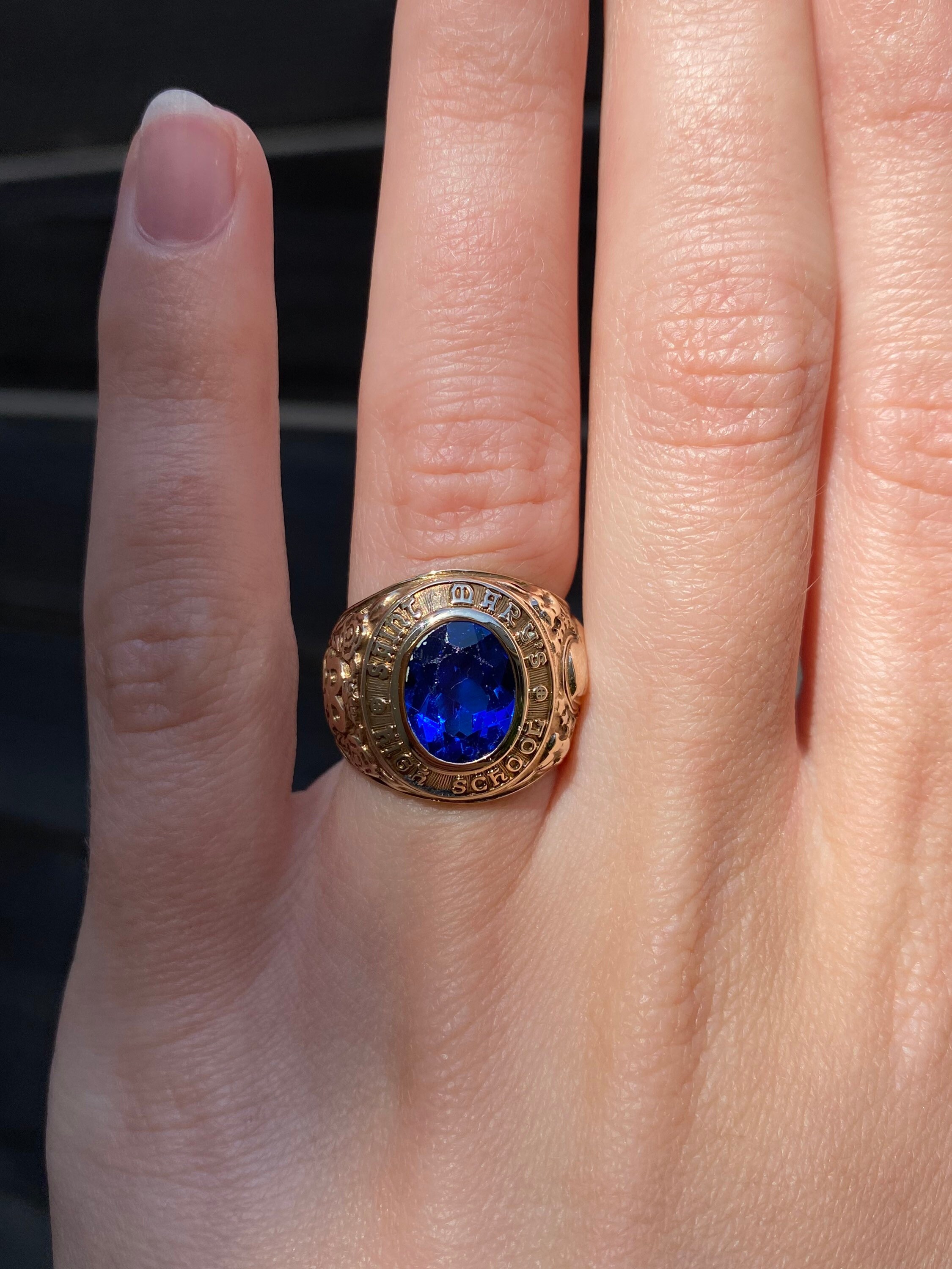 Fire Blue Spinel Class Ring