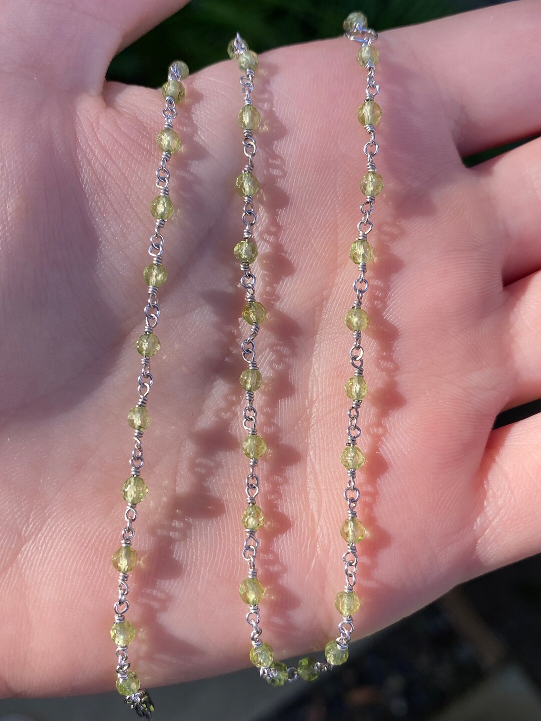 Vintage Solid 18k White Gold Green Peridot Chain Necklace - 16.25 ...