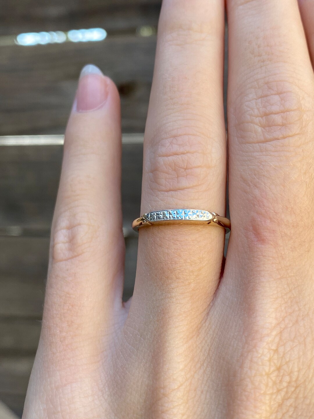 Vintage Solid 14k Yellow & White Gold Design Ring Band - Size 5.5 ...