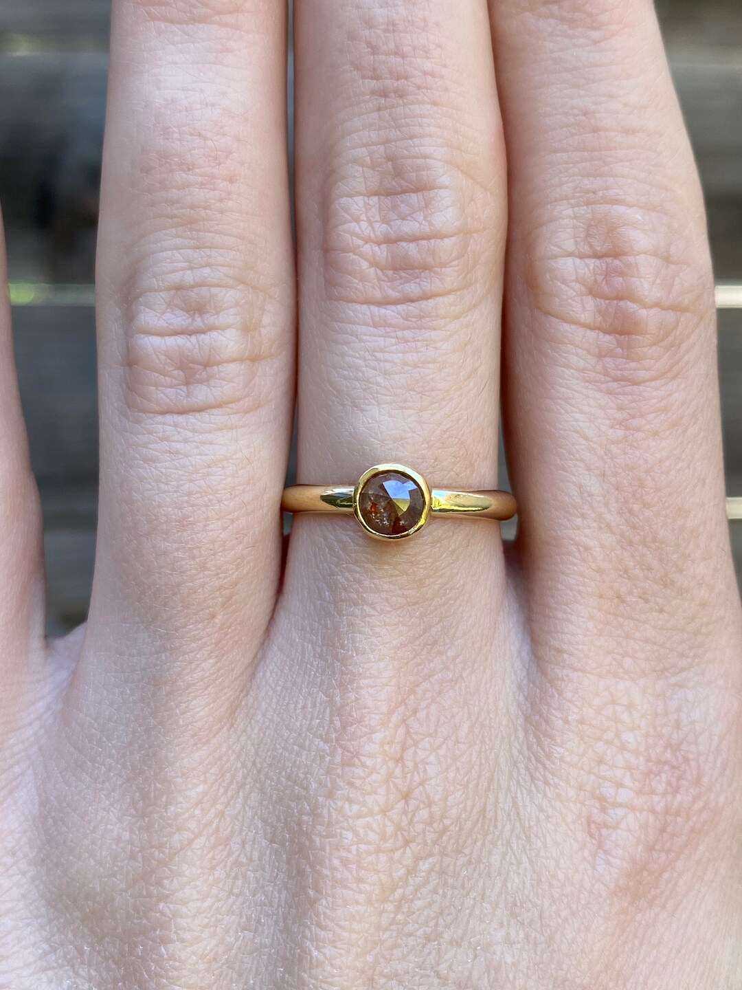 Vintage Solid 18k Yellow Gold Raw Brown Diamond Ring Size 7 Quality ...