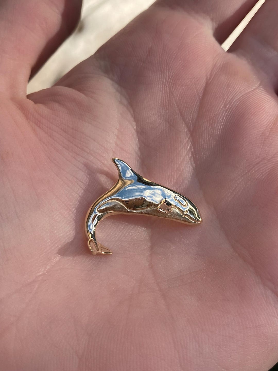 Vintage Solid 14k Yellow Gold Orca Whale Slide Charm - Quality Fine ...