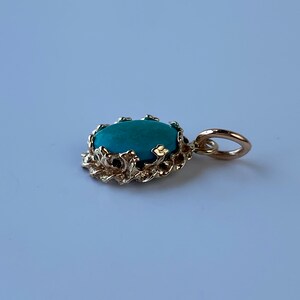 Solid 14k Yellow Gold Turquoise Stone Charm - Quality Fine Estate ...