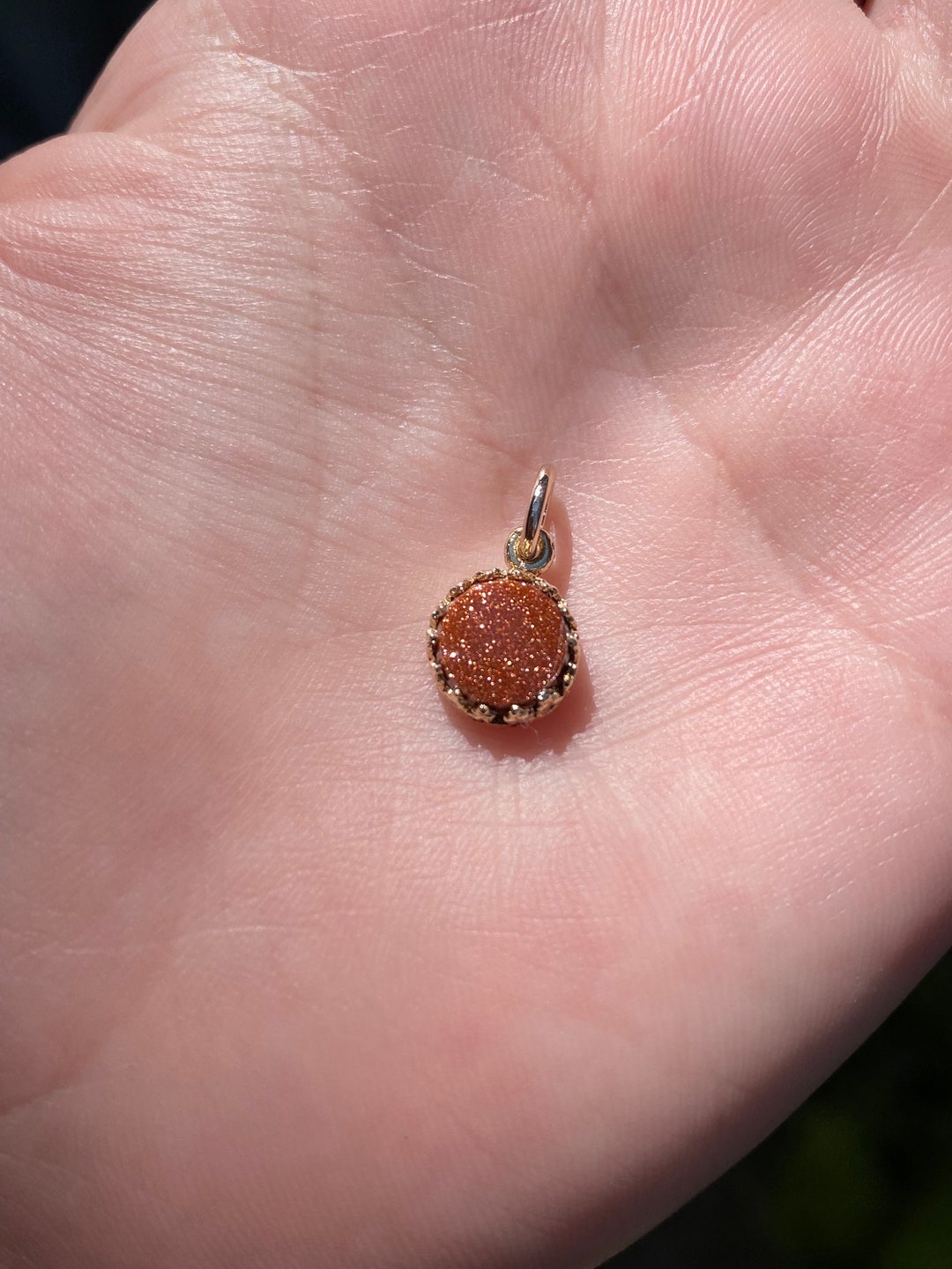 Vintage Solid 14k Yellow Gold Goldstone Charm - Fine Estate Jewelry ...