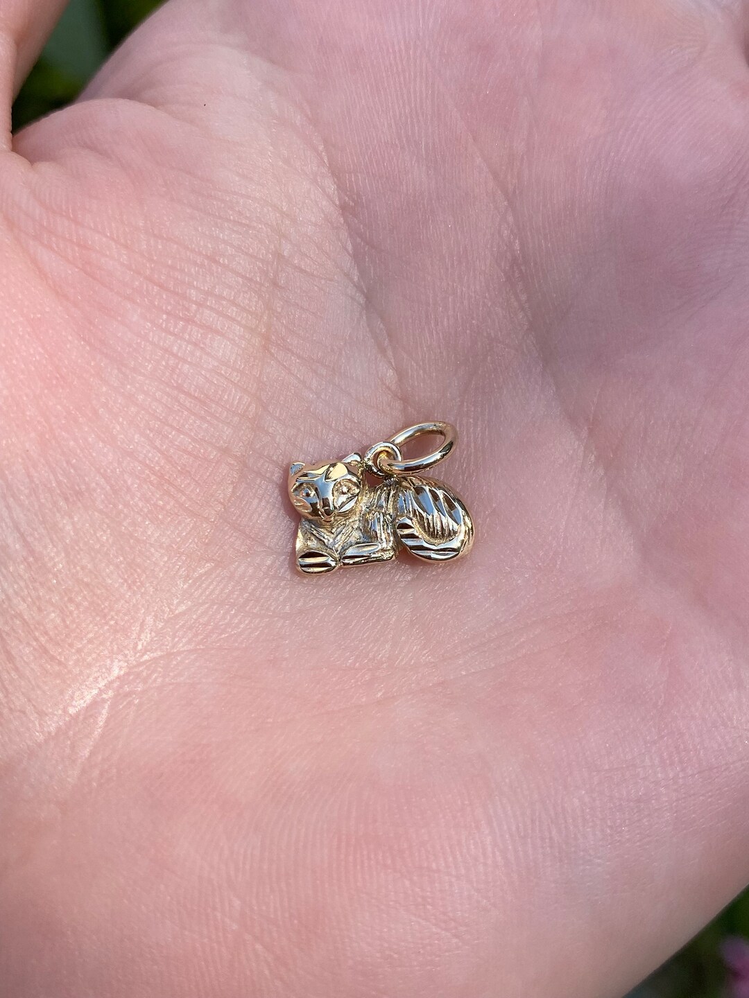 Vintage Solid 14k Yellow Gold Laying Cat Charm - Etsy