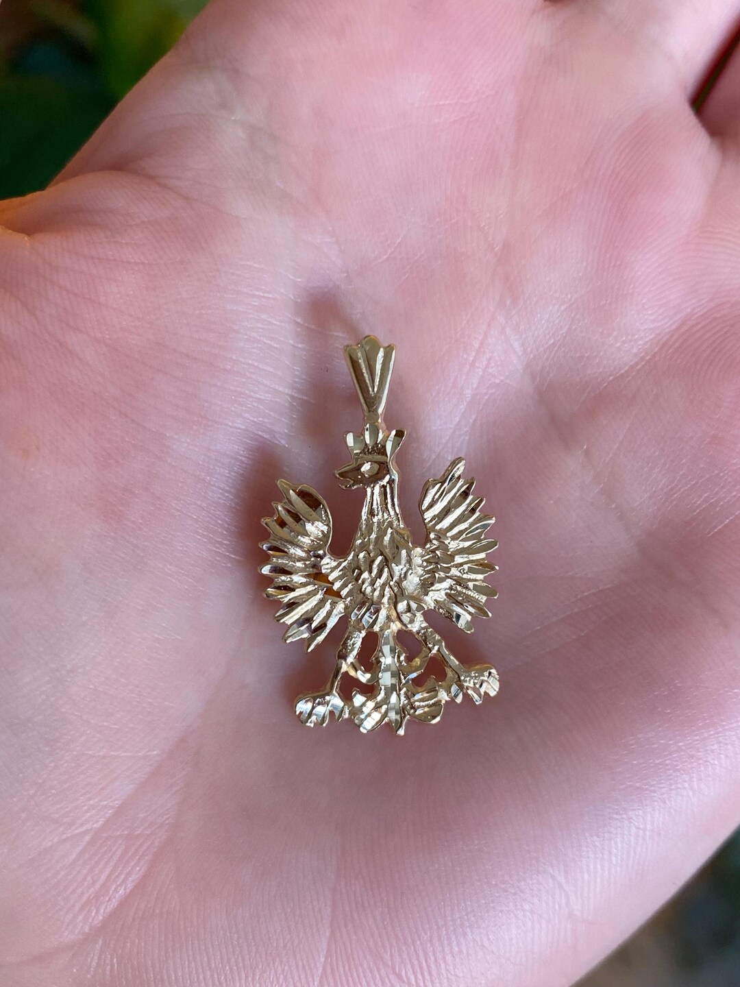 Vintage Solid 14k Yellow Gold Diamond Cut Eagle Charm - Etsy