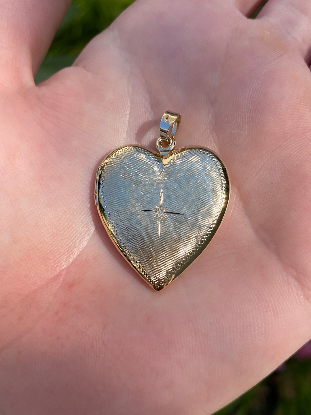 Vintage Solid 14k Yellow Gold Diamond Heart Locket Charm Pendant for ...