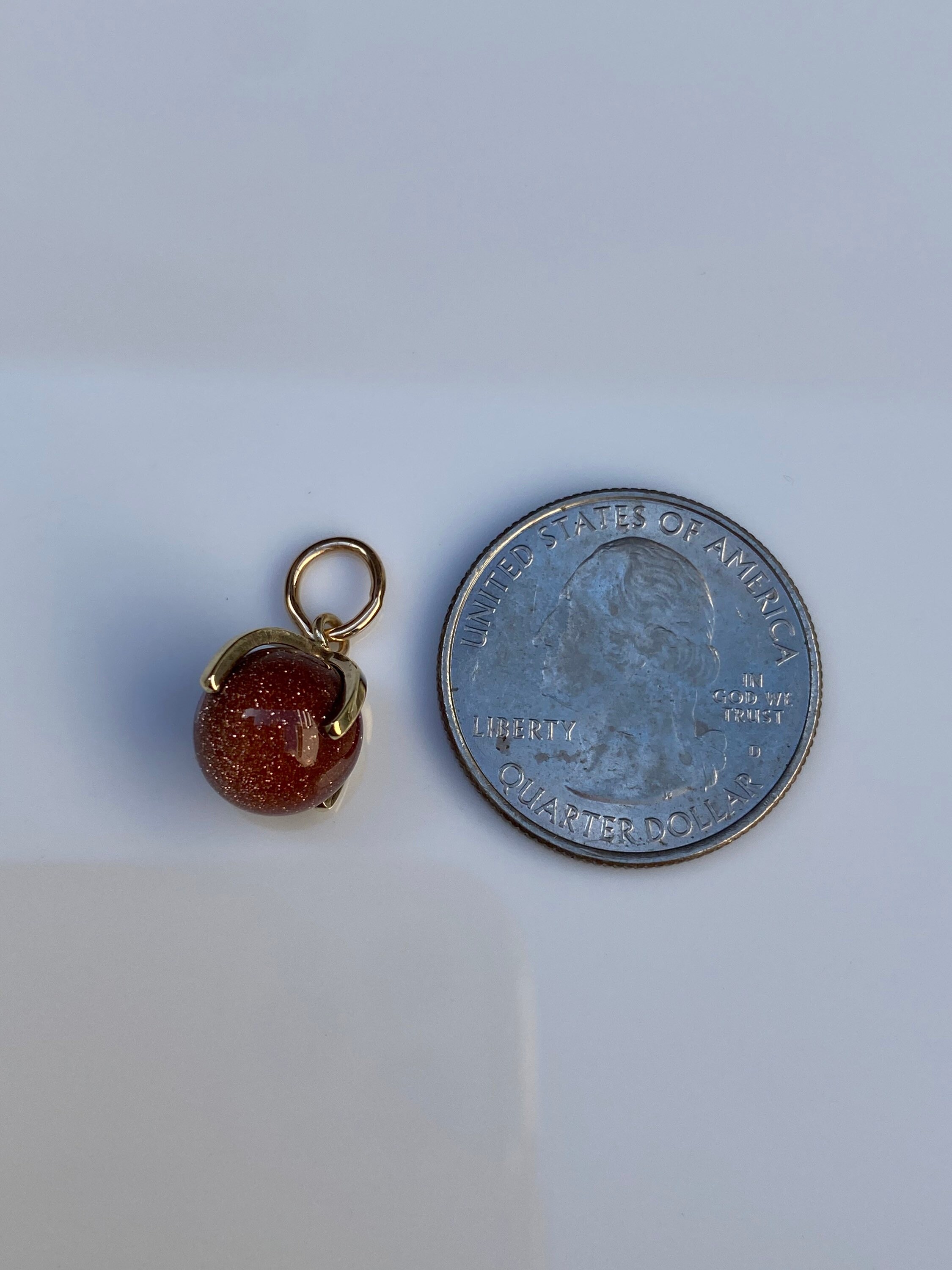 Vintage 8k Yellow Gold Sphere Goldstone Charm Sparkly - Etsy