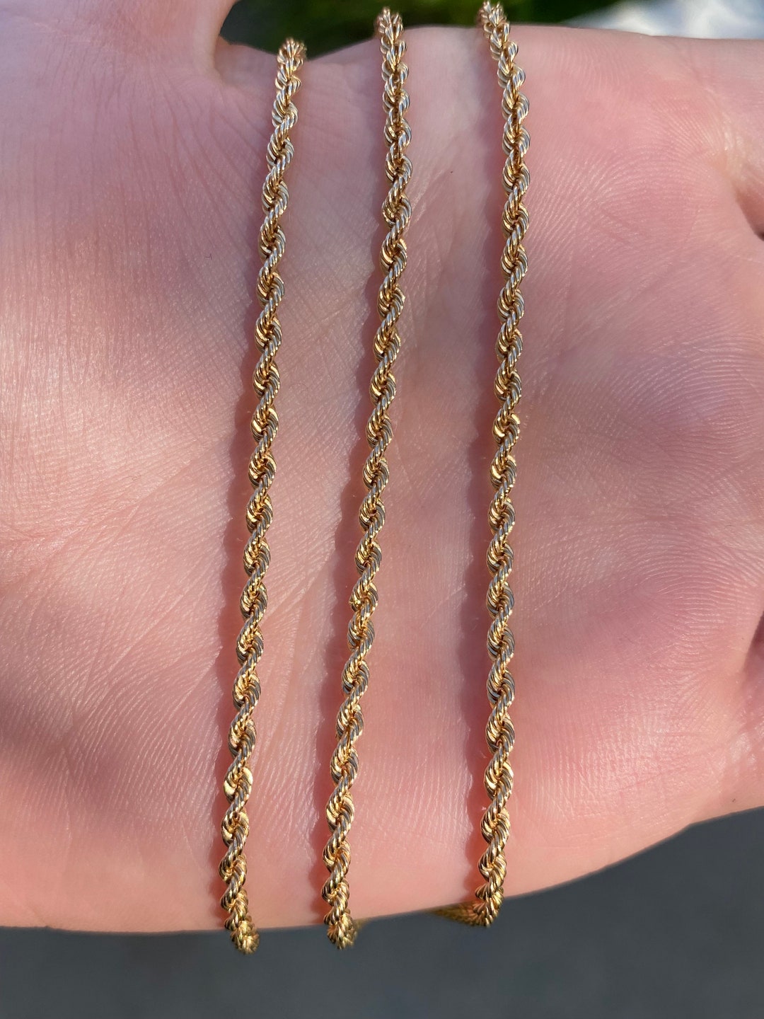 Vintage Solid 14k Yellow Gold Rope Chain Necklace - 24.25 Inches - Fine ...