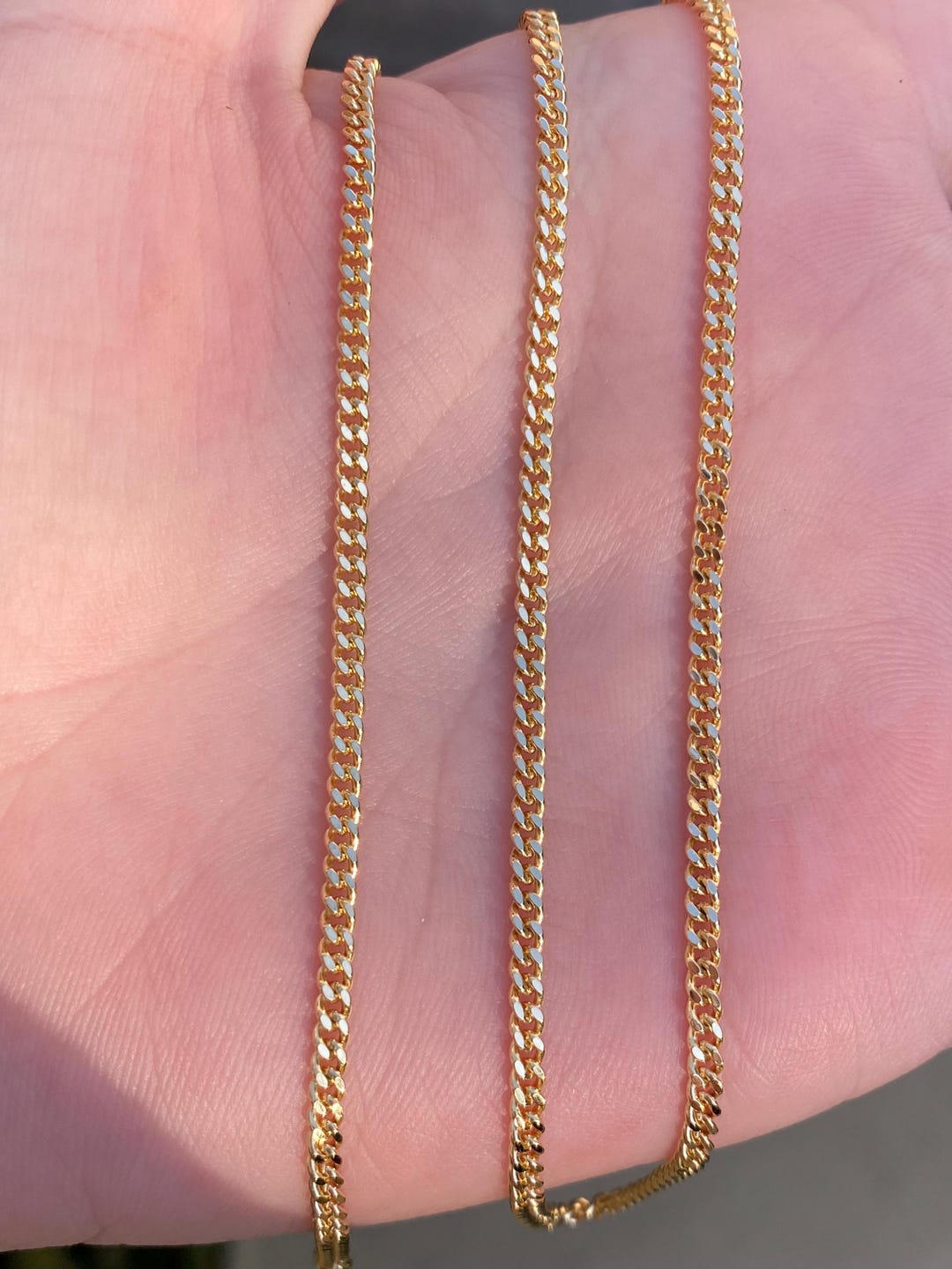 Vintage Solid 18k Yellow Gold Curb Chain Necklace 19.5 Inches Quality ...