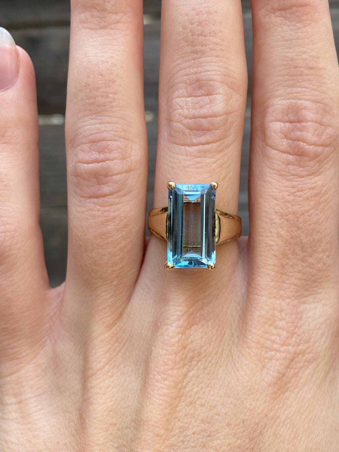 Vintage Solid 14k Yellow Gold Large Topaz Ring - Size 6.5 - Etsy